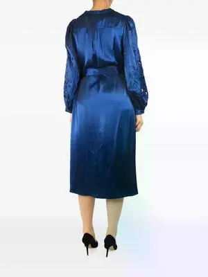 WYse Ciara Belted Midi Dress With Floral Cutwork