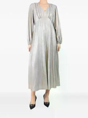 WYse Crinkle Metallic V-neck Dress