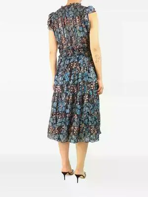 Ulla Johnson Smocked Tiered Midi Dress - Blue