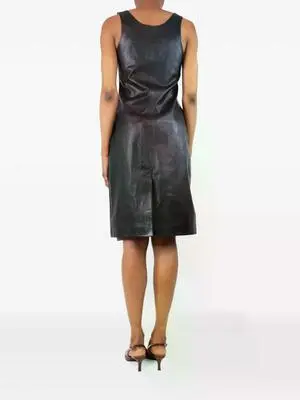 Bottega Veneta Scoop Neck Leather Mini Dress