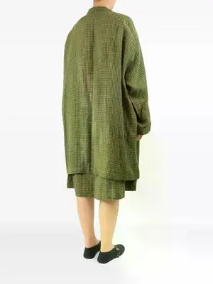 Apuntob Linen Gingham Midi Dress And Coat Set