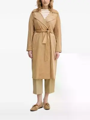 BENETTON Double-breasted Belted Suede-like Coat