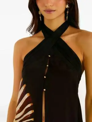 Farm Rio Ammonite Printed Halterneck Top