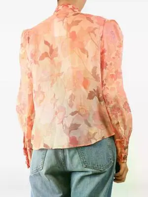 Zimmermann Ruffled Floral-print High Neck Puff Sleeve Blouse