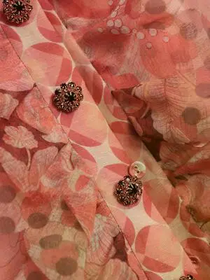 Zimmermann Ruffled Floral-print High Neck Puff Sleeve Blouse