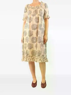 DOSA Ruffled Floral Print Midi Dress