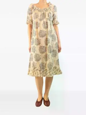 DOSA Ruffled Floral Print Midi Dress