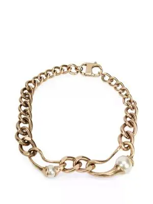 Max Mara Tone Curb-link Faux Pearl Embellished Necklace - Gold