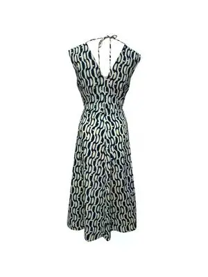 Max Mara Geometric Print Halterneck Midi Dress