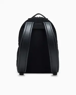 Giorgio Armani Mesh Backpack With Leather Inserts And Adjustable Shoulder Straps
