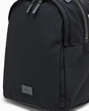 Giorgio Armani Mesh Backpack With Leather Inserts And Adjustable Shoulder Straps