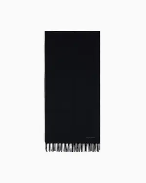 Giorgio Armani Wool Stole With Fringe - Black