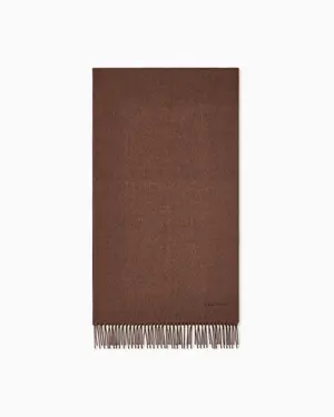 Giorgio Armani Wool Stole With Fringe - Brown