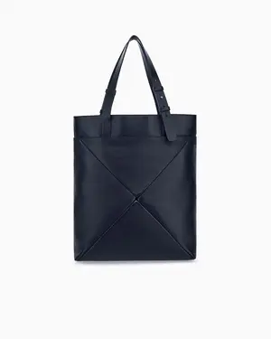 Giorgio Armani Vertical Shopper In Smooth Leather With Mosaic Effect
