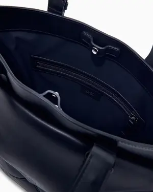 Giorgio Armani Vertical Shopper In Smooth Leather With Mosaic Effect