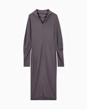 Giorgio Armani Slim-fit Stretch Silk-blend Crepe Midi Dress - Grey
