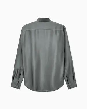 Giorgio Armani Shirt Regular Fit In Iridescent Yarn-dyed Silk Twill