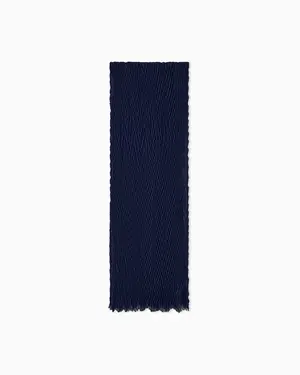 Giorgio Armani Wool Silk Pleated Stole - Blue
