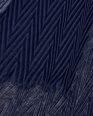 Giorgio Armani Wool Silk Pleated Stole - Blue