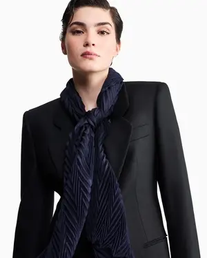 Giorgio Armani Wool Silk Pleated Stole - Blue