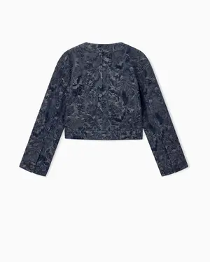 Giorgio Armani Cropped Blouson In Floral Jacquard Denim With Patch Pockets