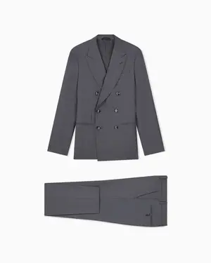 Giorgio Armani Double-breasted Pinstriped Virgin Wool Suit Napoli
