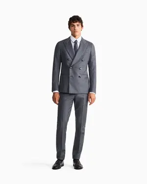 Giorgio Armani Double-breasted Pinstriped Virgin Wool Suit Napoli