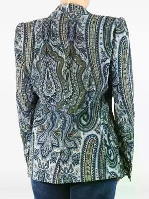 Maria De La Orden Paisley-print Corduroy Blazer - Blue
