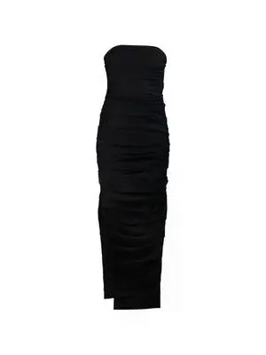 Khaite Strapless Ruched Midi Dress