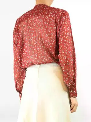 MARANT ETOILE Floral-print Sheer Band Collar Blouse