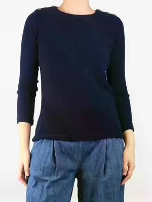 WYse Cashmere Crew Neck Knitwear With Button Shoulder Detail