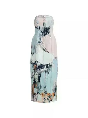 Aje Brush-stroke Denim Midi Dress