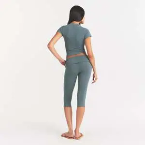 SKIMS Foldover Capri | Blue | | Cotton Jersey