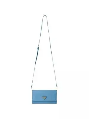 Prada Mini Saffiano Leather Shoulder Bag - Blue