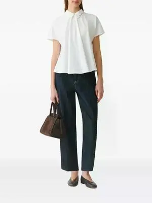 Fabiana Filippi Logo Embroidered Pleated Blouse