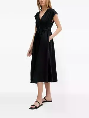 BENETTON V-neck Midi Dress With Drawstring Waist