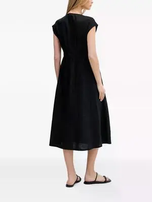 BENETTON V-neck Midi Dress With Drawstring Waist