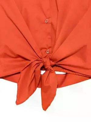 Liviana Conti Front-tie Cropped Shirt - Orange