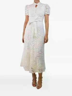 Erdem Lauren Lace Puff-sleeved Midi Dress