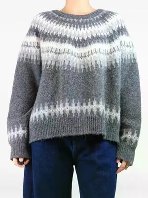 NILI LOTAN Fair Isle Crew Neck Sweater