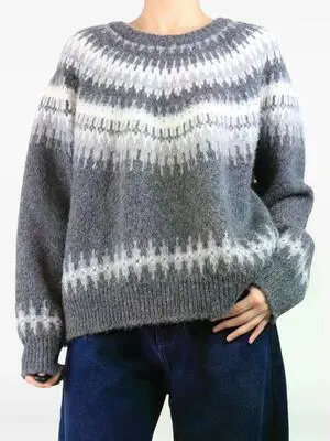 NILI LOTAN Fair Isle Crew Neck Sweater