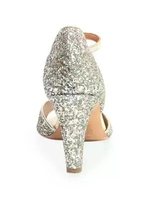 BOBBIES Tone Sequin-embellished Peep-toe Sandals With Ankle Strap