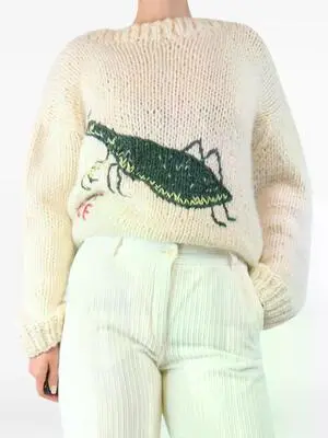 THE FARRA Hand-knit Sweater With Intarsia Detail