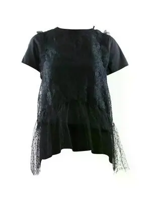 Red Valentino Polka-dot Lace Peplum Top