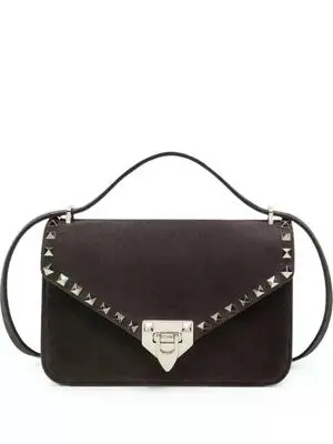 Valentino Garavani Rockstud Suede Shoulder Bag - Brown