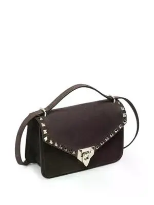 Valentino Garavani Rockstud Suede Shoulder Bag - Brown