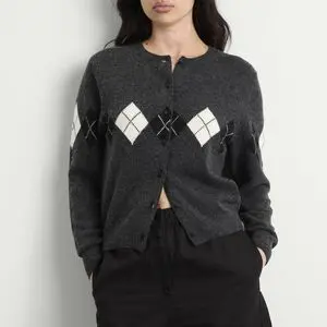 NOTHING WRITTEN Heritage Argyle Knit Cardigan