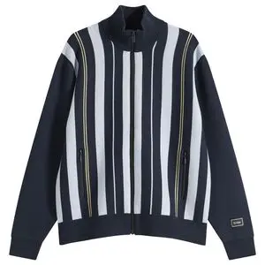 Drole De Monsieur Striped Zipped Knit Jacket - Navy