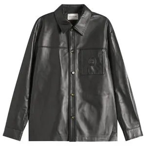 Drole De Monsieur D Ornament Leather Shirt - Black