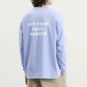 Drole De Monsieur Washed Long Sleeve Slogan T-shirt